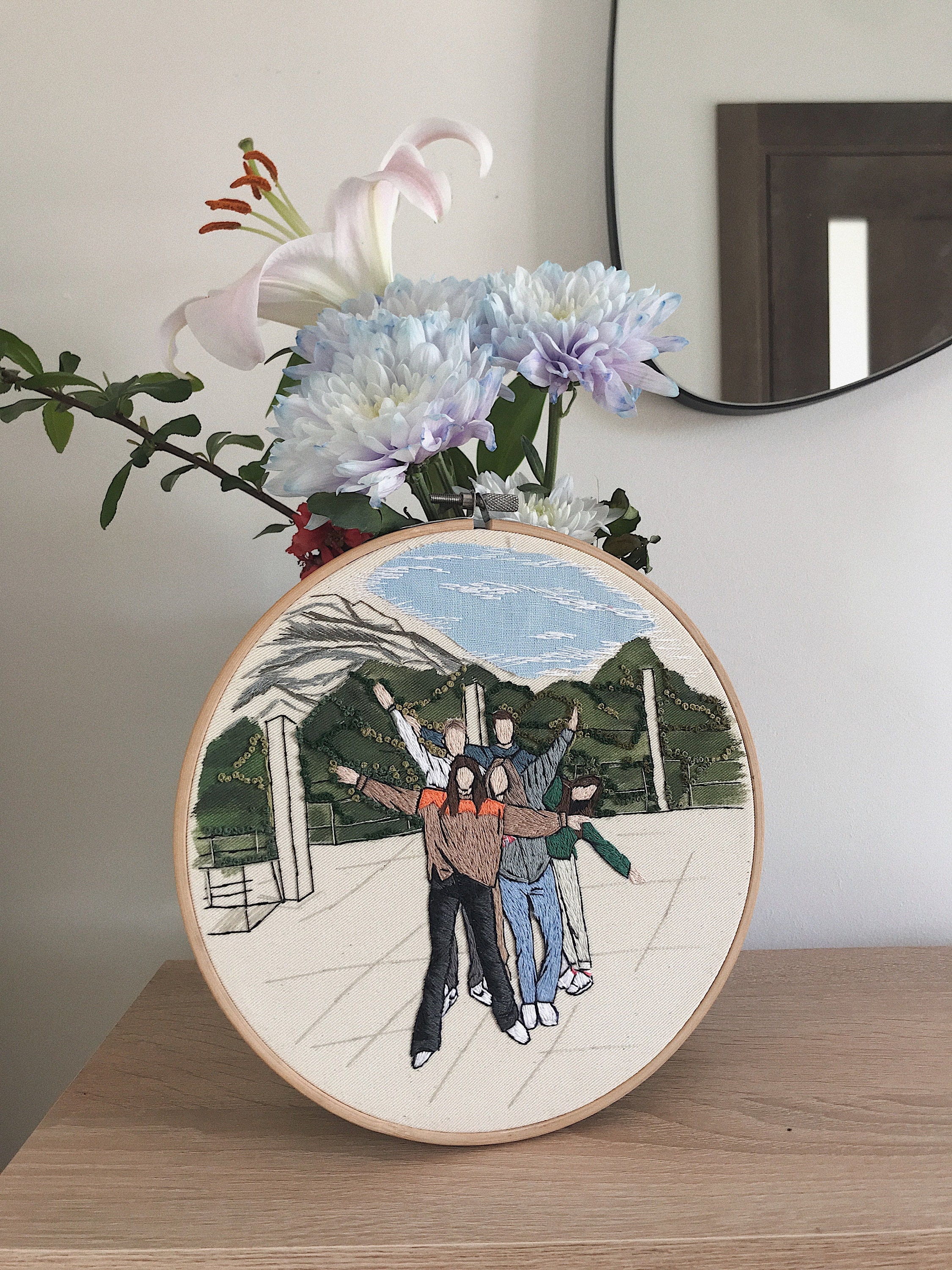 Custom Embroidery Family Portrait Hoop Art| House Embroidery Hoop ...