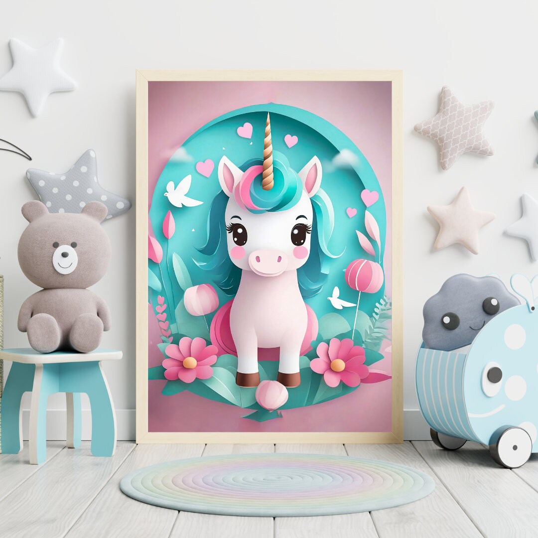 Unicorn Poster, Illustration, Wall Decoration, Printable Image, Wall ...