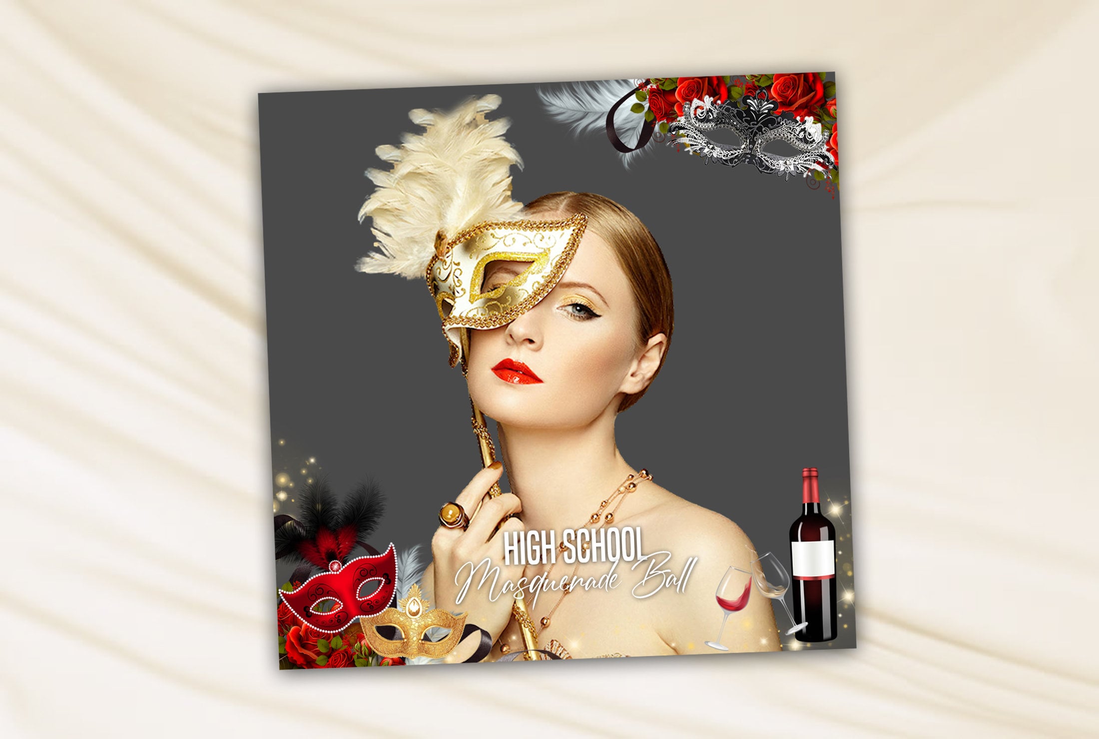 Masquerade Ball 360 Mardi Gras Theme Photo Booth Overlay for Prom, GALA ...