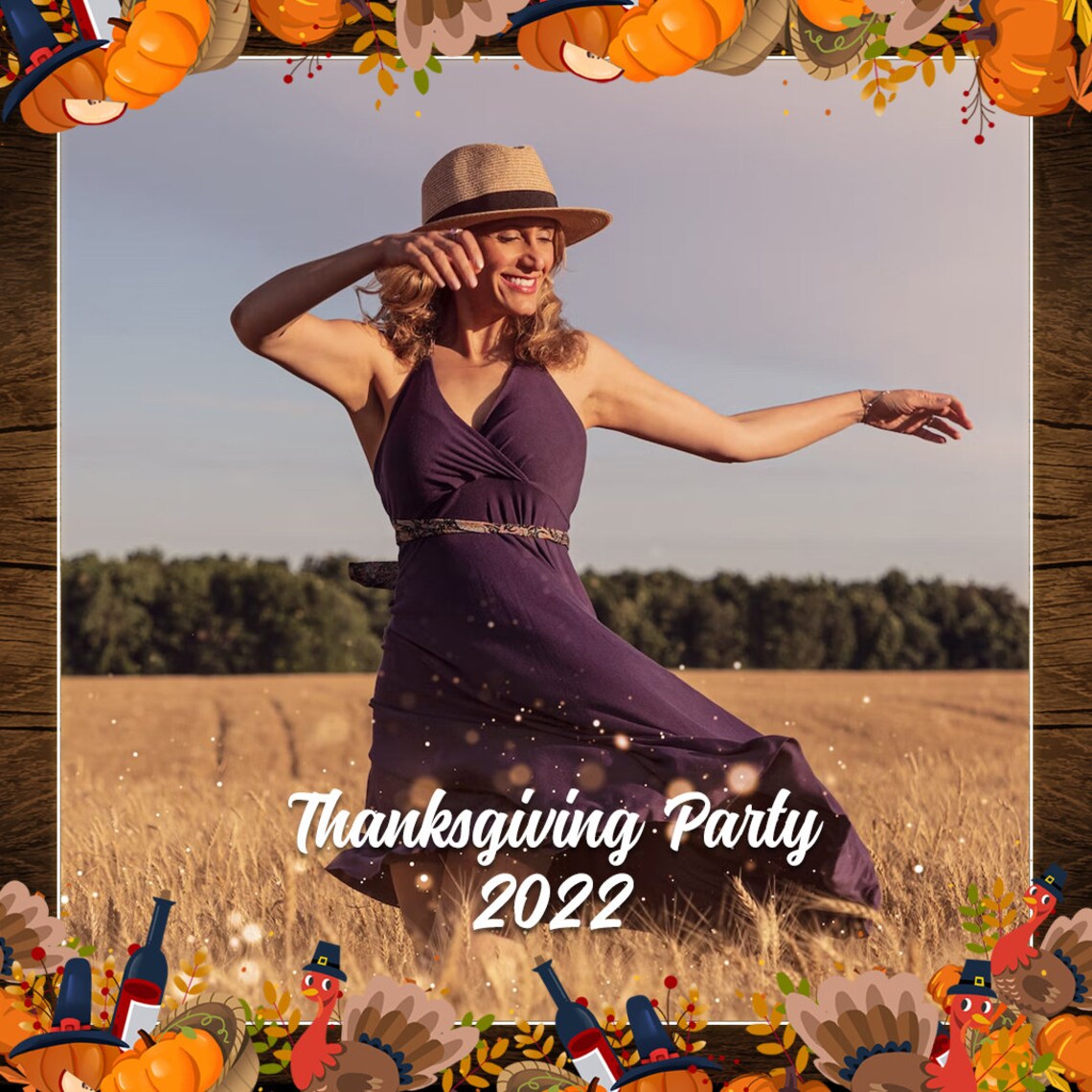 Thanksgiving 360 Photo Booth Template Overlay 1072x1072 Holiday Party ...