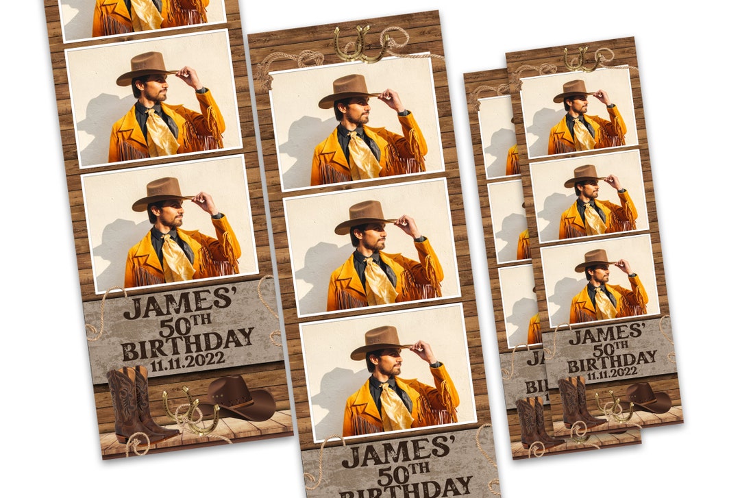 Rustic Cowboy 2x6 Photo Booth Template Strips for Birthdays, HOCO ...
