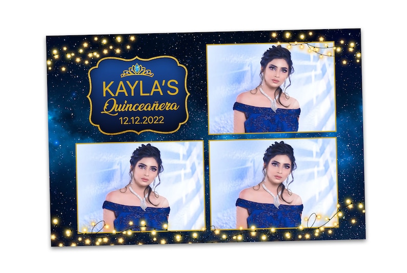 Starry Night 4x6 Photo Booth Template for Quinceañera, Sweet 16, Debut ...