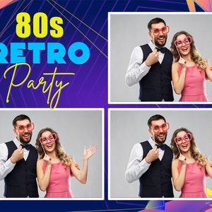 80s 4x6 Retro Party Photo Booth Template Postcard for Birthday, Bat Bar ...