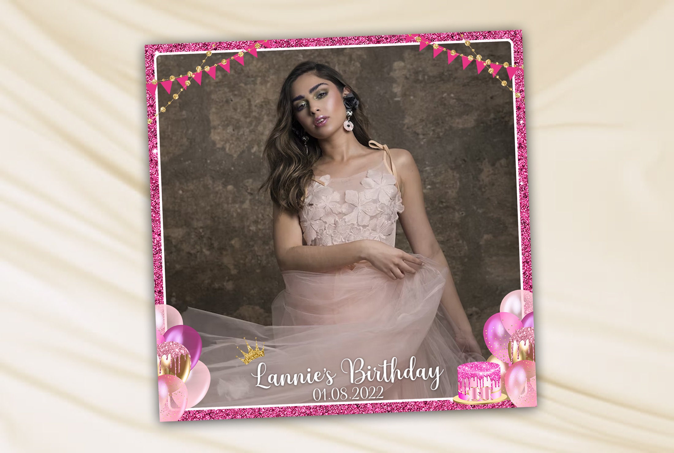 Pink Glitter and Balloons 360 Overlay Perfect for Birthdays and Baby ...