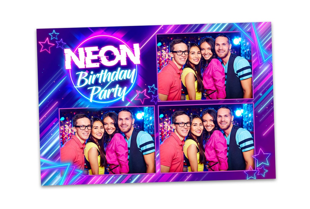 Neon Party 4x6 Photo Booth Template for Birthdays, HOCO, School Party ...