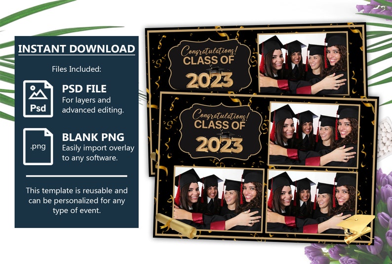 4x6 Graduation Celebration Photo Booth Template With Gold Confetti ...