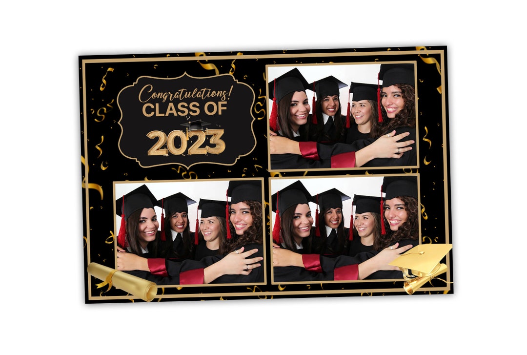 4x6 Graduation Celebration Photo Booth Template With Gold Confetti ...