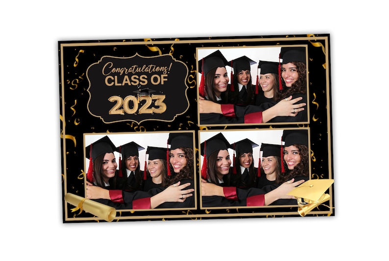 4x6 Graduation Celebration Photo Booth Template With Gold Confetti ...