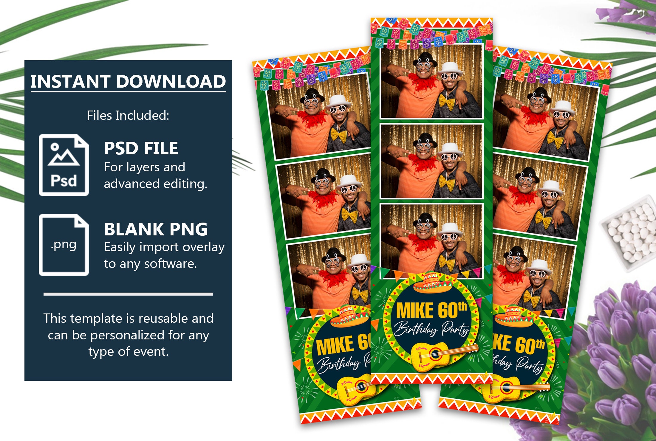Mexican Fiesta 2x6 Photo Booth Template for Birthdays, Cinco De Mayo ...