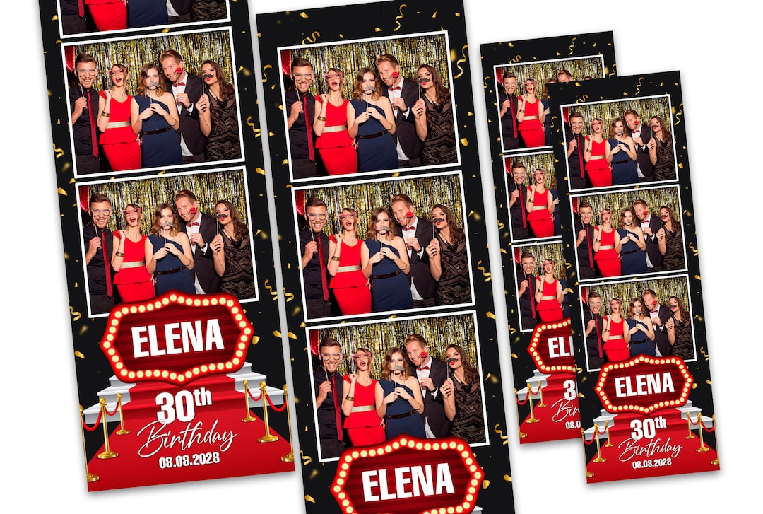 Hollywood 2x6 With Red Carpet Photo Booth Template for Birthdays, Prom ...