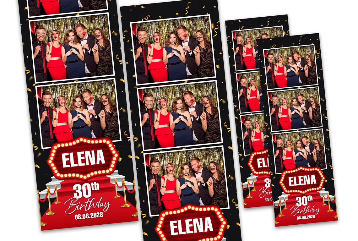Hollywood 2x6 With Red Carpet Photo Booth Template for Birthdays, Prom ...