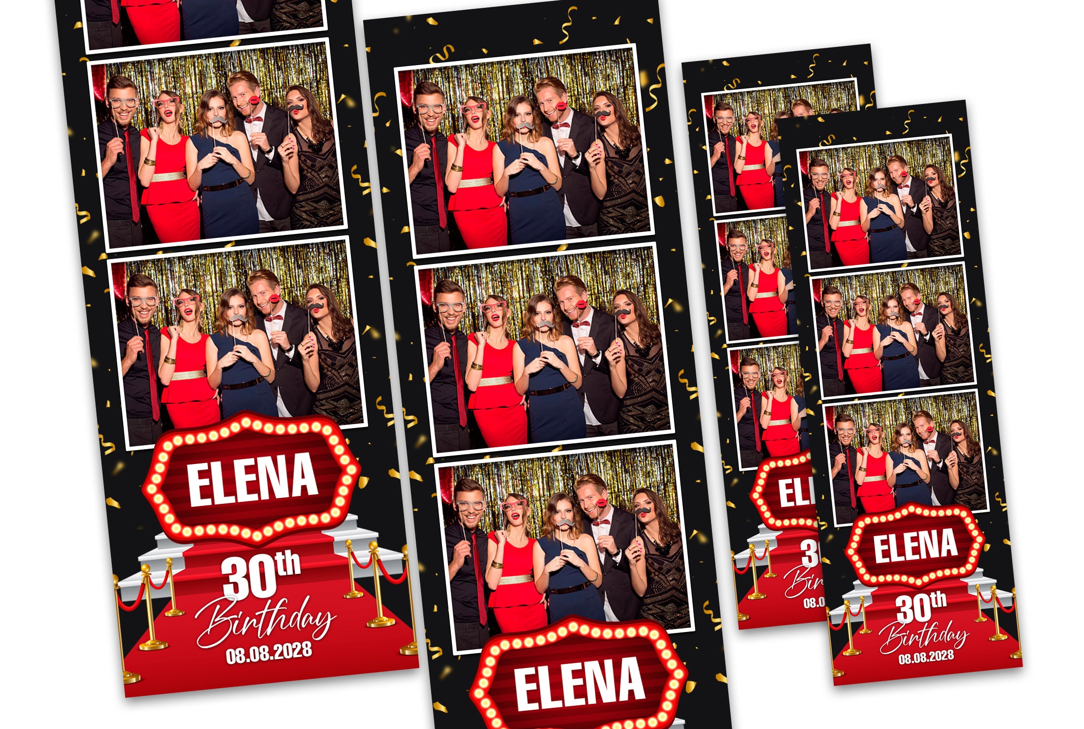 Hollywood 2x6 With Red Carpet Photo Booth Template for Birthdays, Prom ...