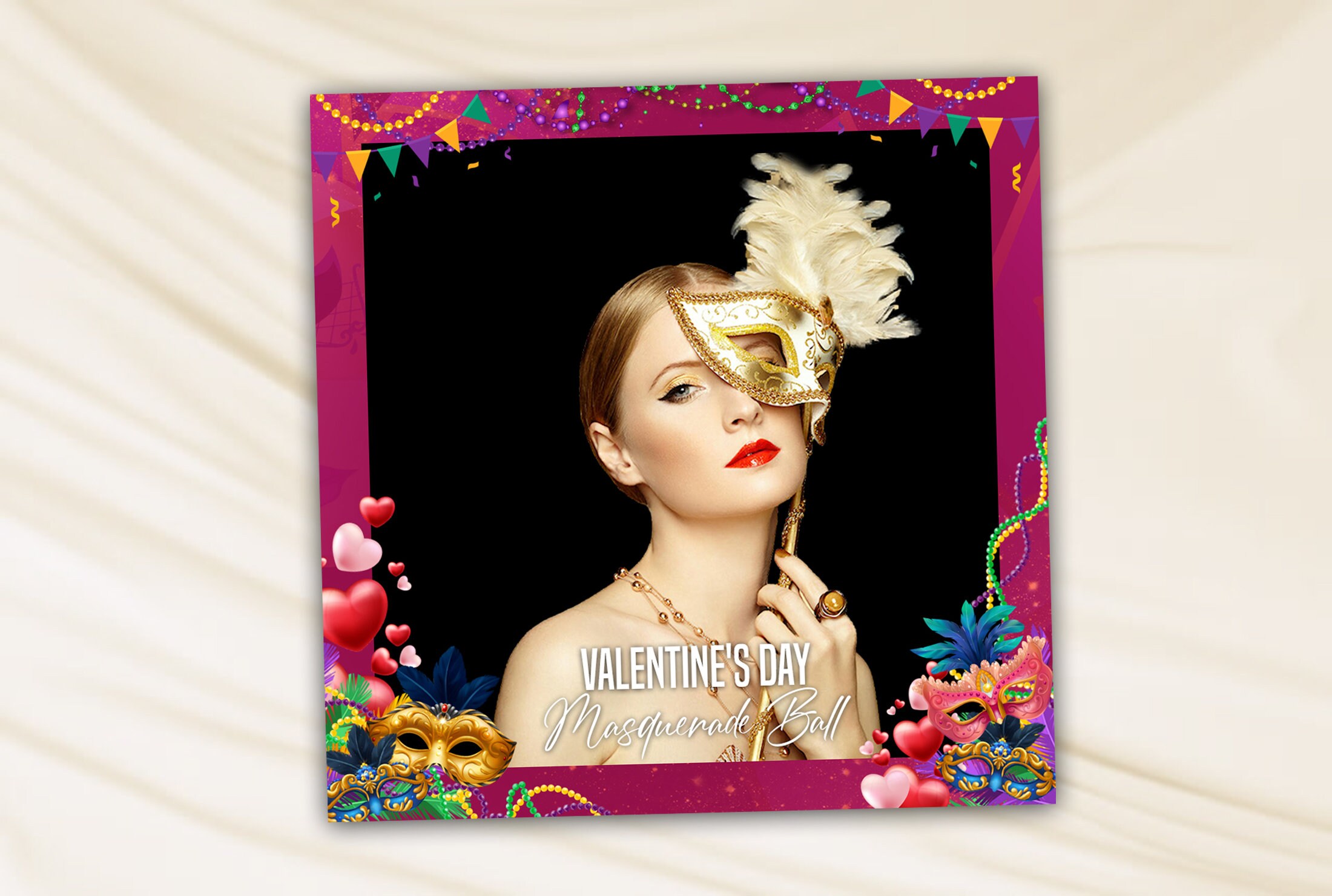 360 Mardi Gras Masquerade Photo Booth Overlay for Birthdays, Ladies ...