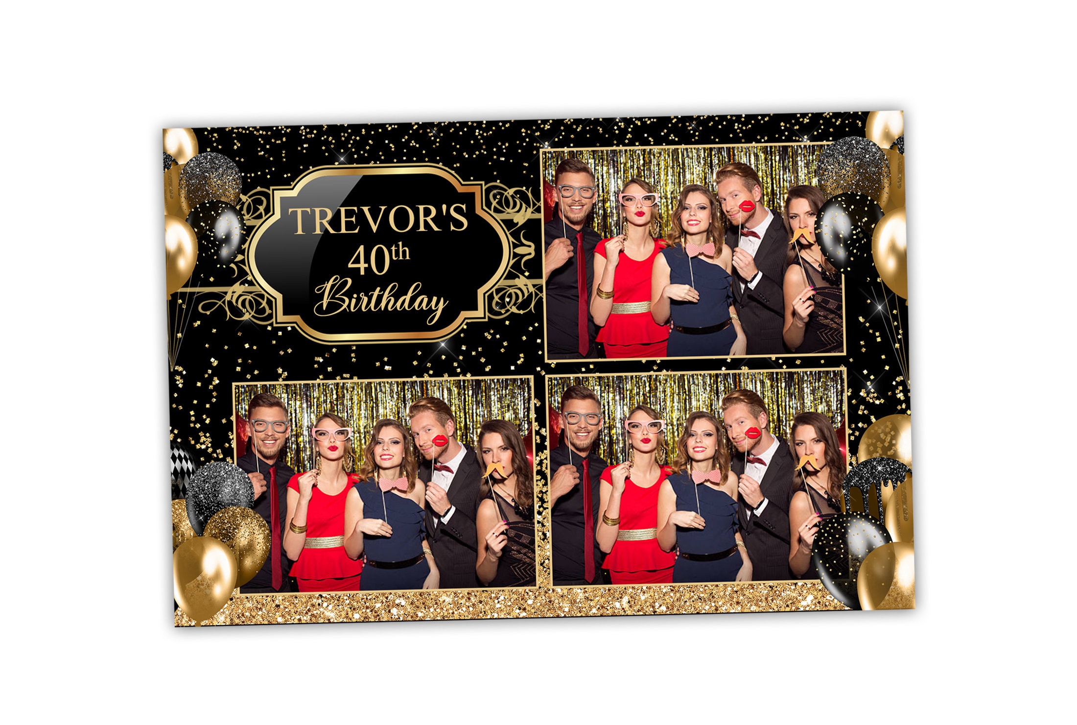 4x6 Black and Gold Birthday Photo Booth Template - Etsy