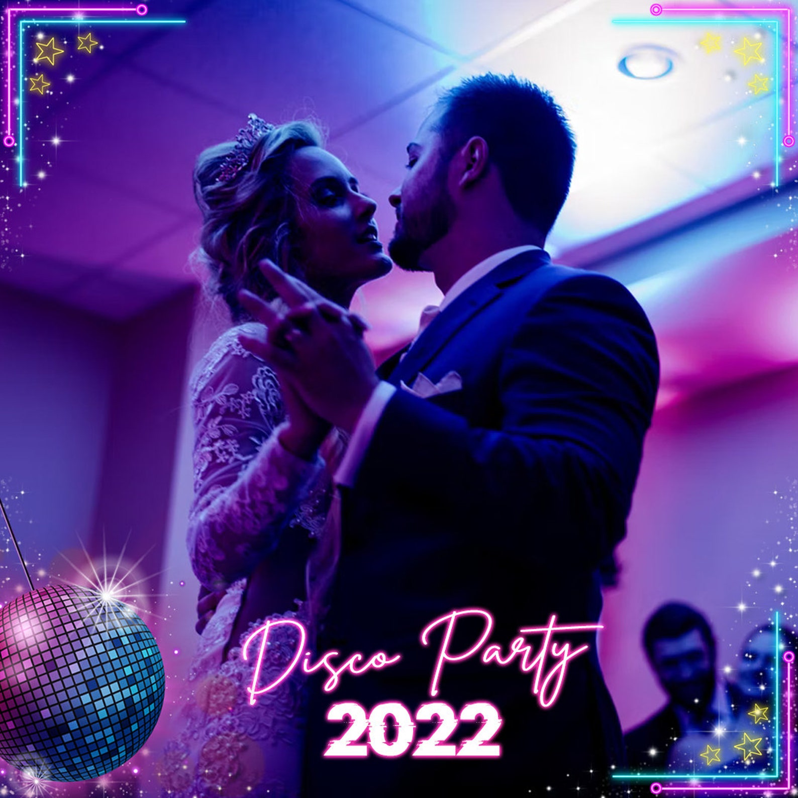 Neon Disco Party 360 Photo Booth Overlay Template for Birthday, Dance ...