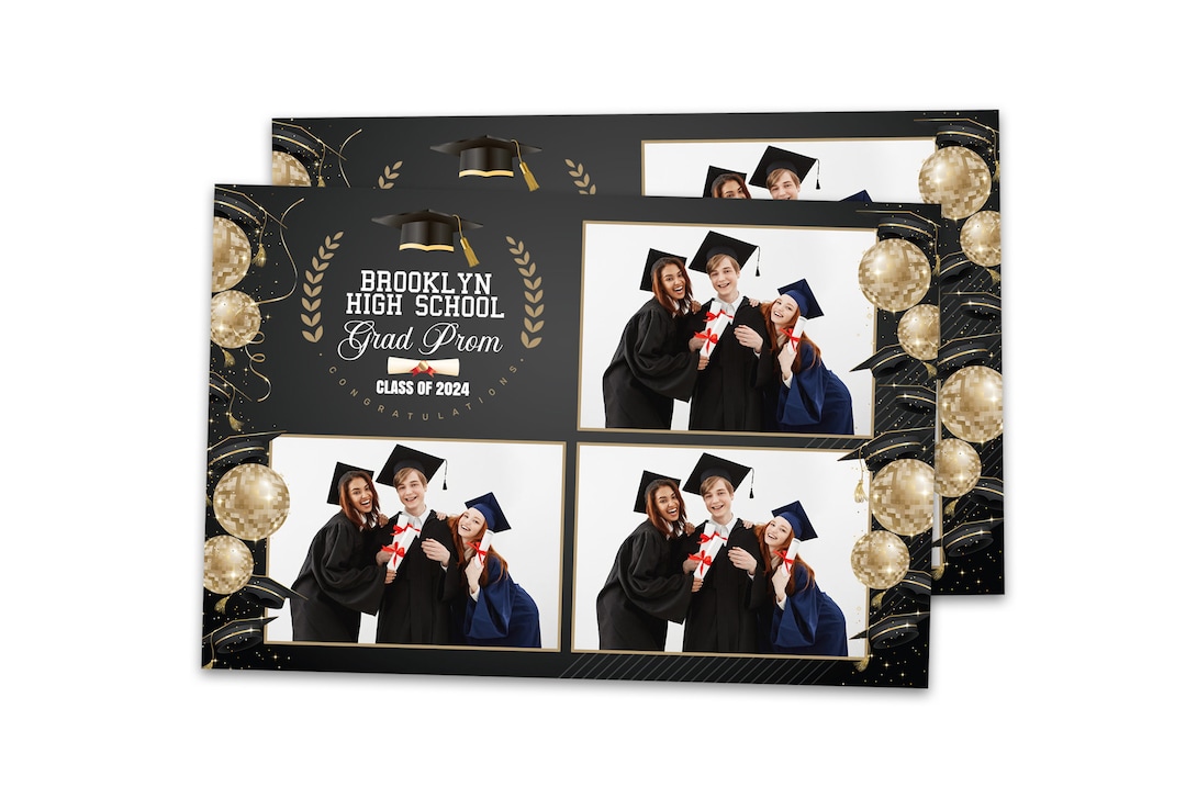 4x6 Black and Gold Graduation Prom Photo Booth Template - Etsy
