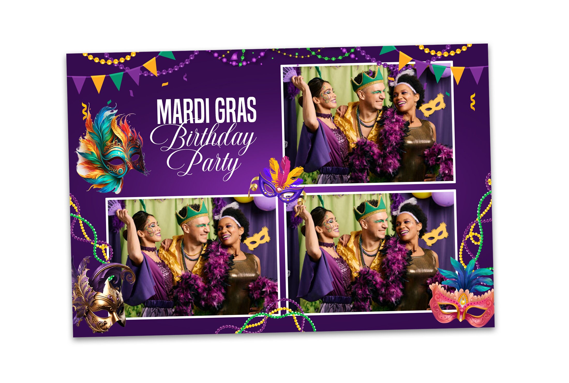 Mardi Gras 4x6 Photo Booth Template Masquerade Theme for Birthdays ...