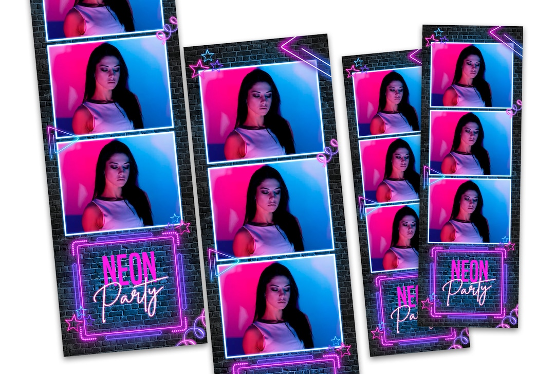 Neon Glow 2x6 Photo Booth Template for Birthday Party, Bar and Bat ...