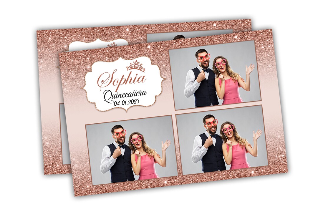 Rose Gold 4x6 With Glitter Pink Photo Booth Template for Birthdays ...