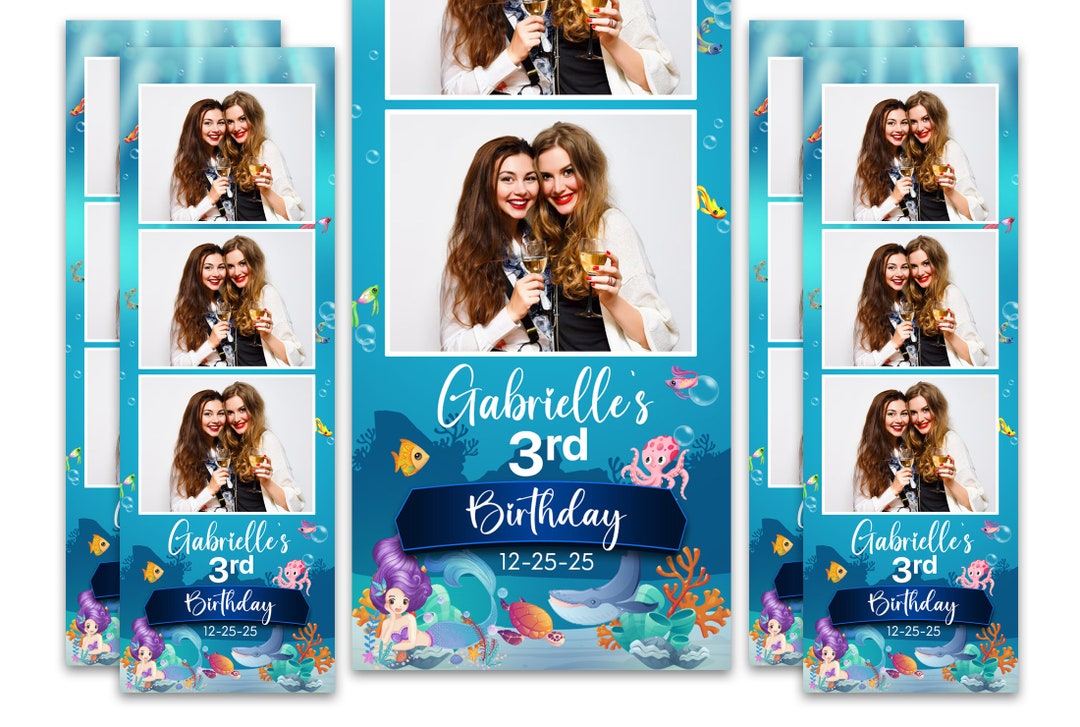2x6 Under the Sea With Mermaid and Fishes Photo Booth Template for Kids ...