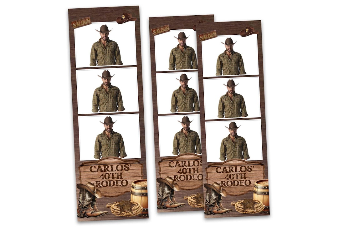 Cowboy Western Rustic 2x6 Photo Booth Template Strips for Birthdays ...