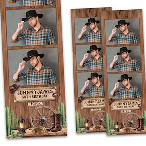 Western Cowboy Rustic 2x6 Photo Booth Template Strips for Birthdays ...