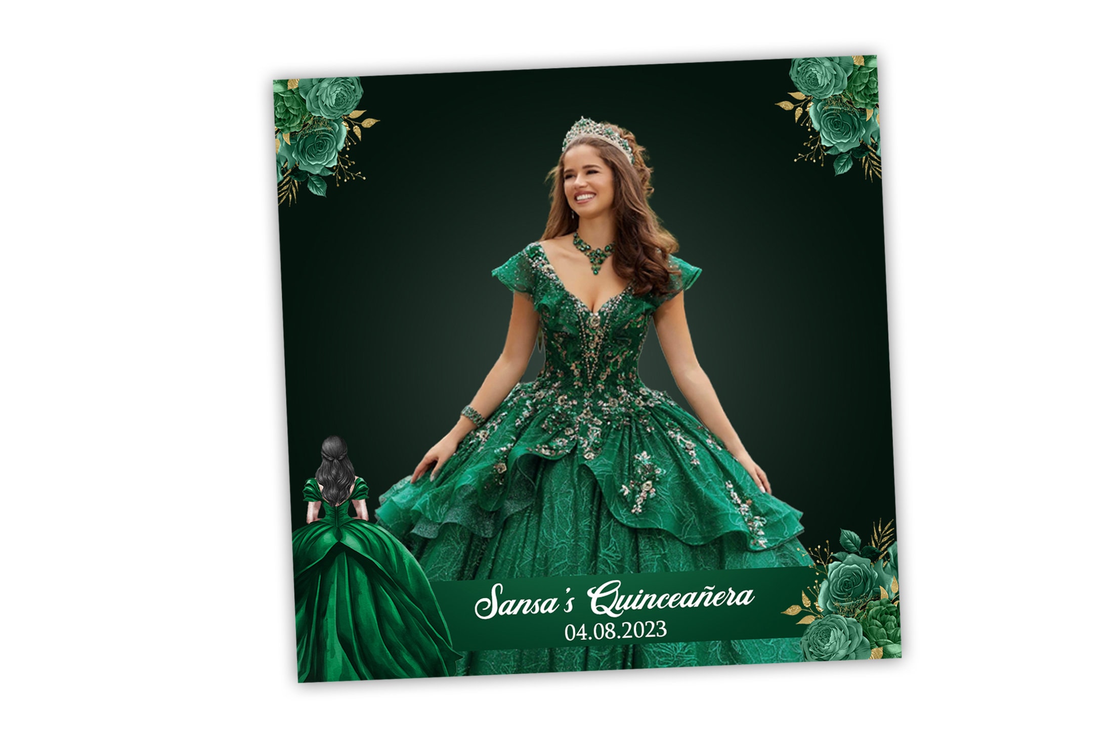 Emerald Green 360 Overlay Photo Booth Template for Quinceañera, Sweet ...