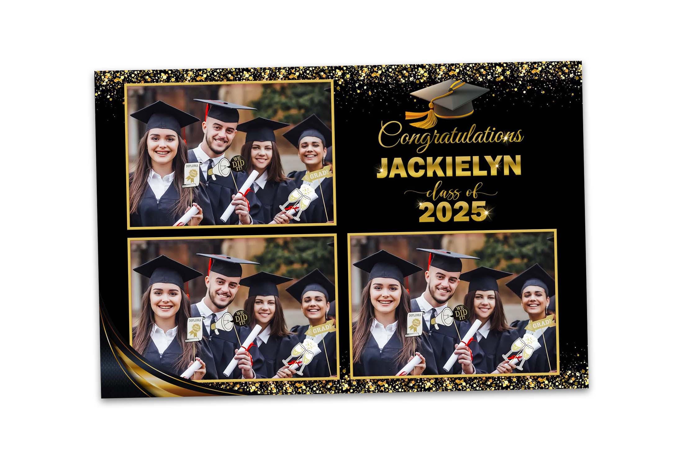 Black and Gold Graduation 4x6 Template With Gold Glitters for ...