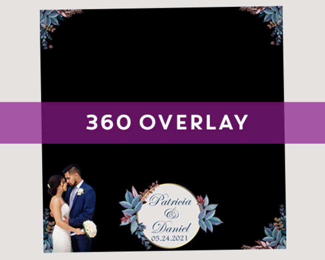 360 Wedding Photo Booth Overlay, Pink Rose Gold Blue Flowers, Free ...