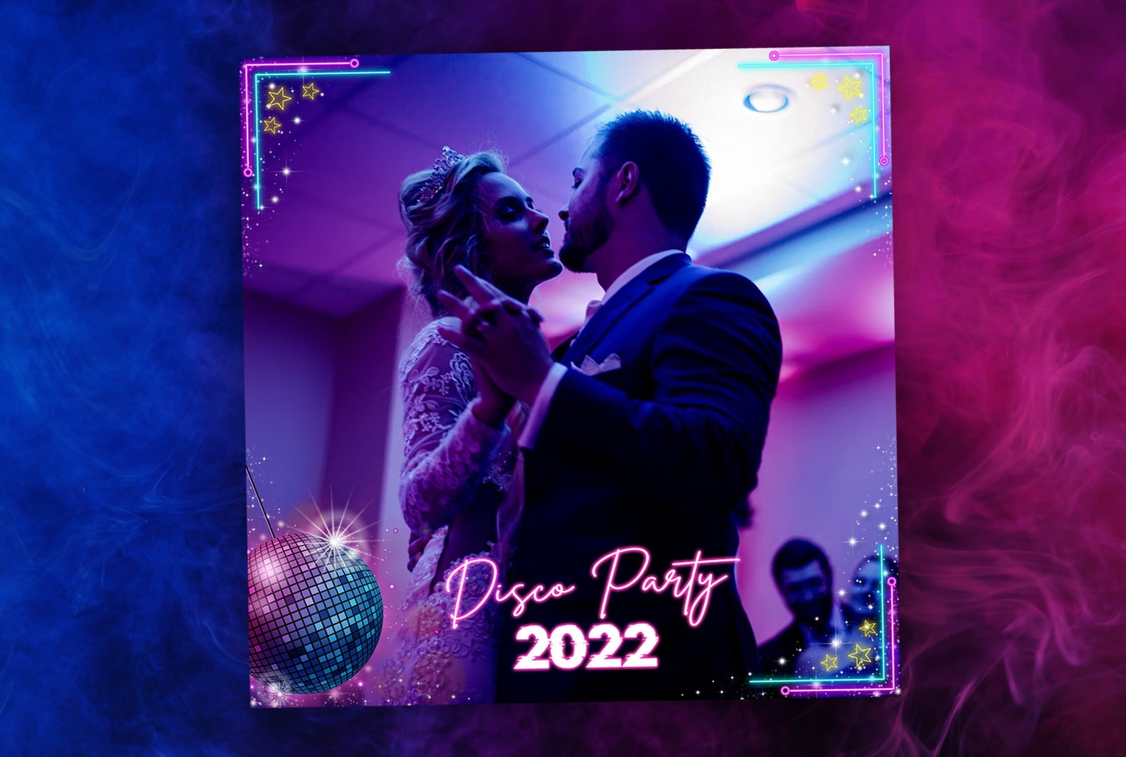 Neon Disco Party 360 Photo Booth Overlay Template for Birthday, Dance ...