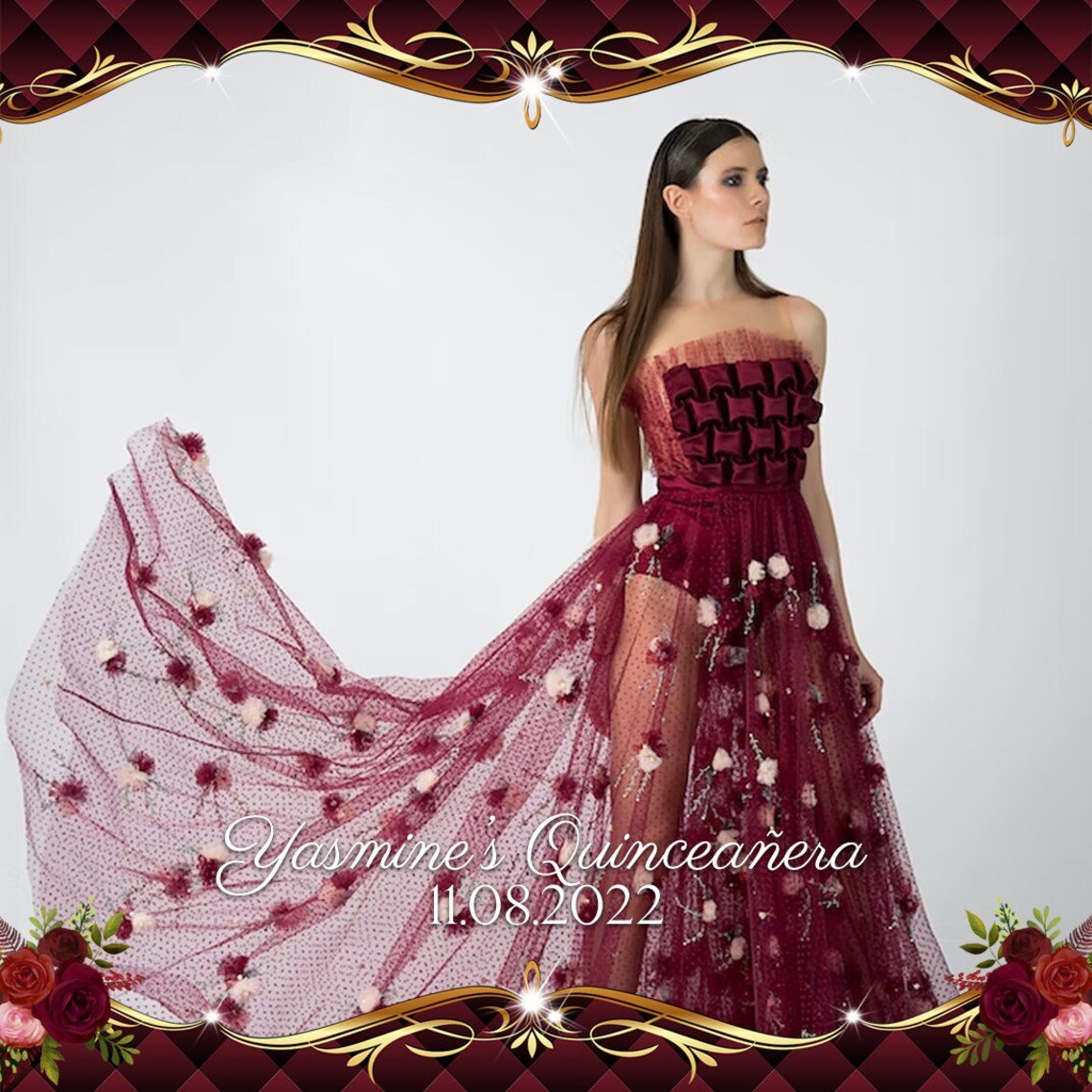 Burgundy 360 Overlay Photo Booth Overlay for Wedding, Anniversary ...