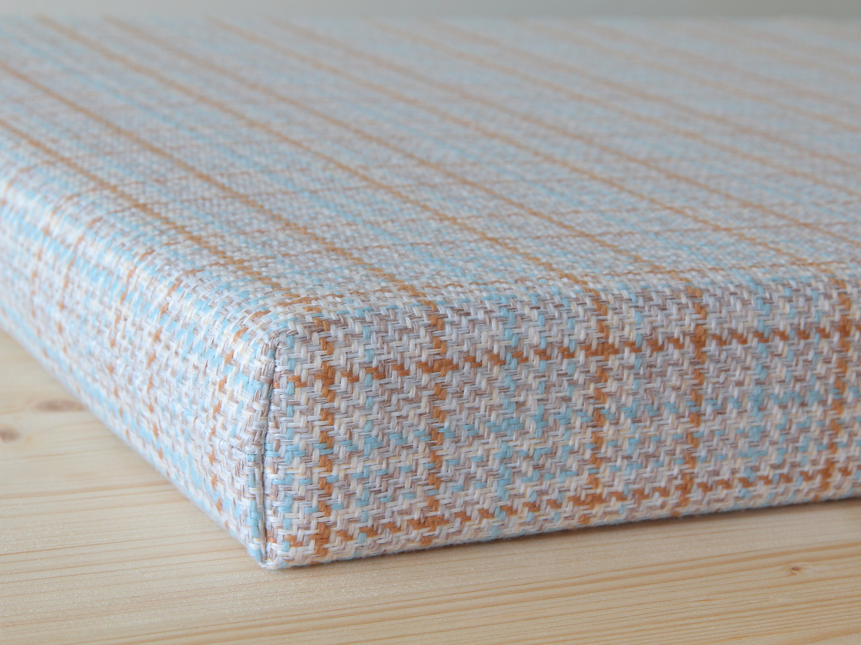 Azure, Cream, Rust Plaid Fabric by the Meter or by the Yard for ...