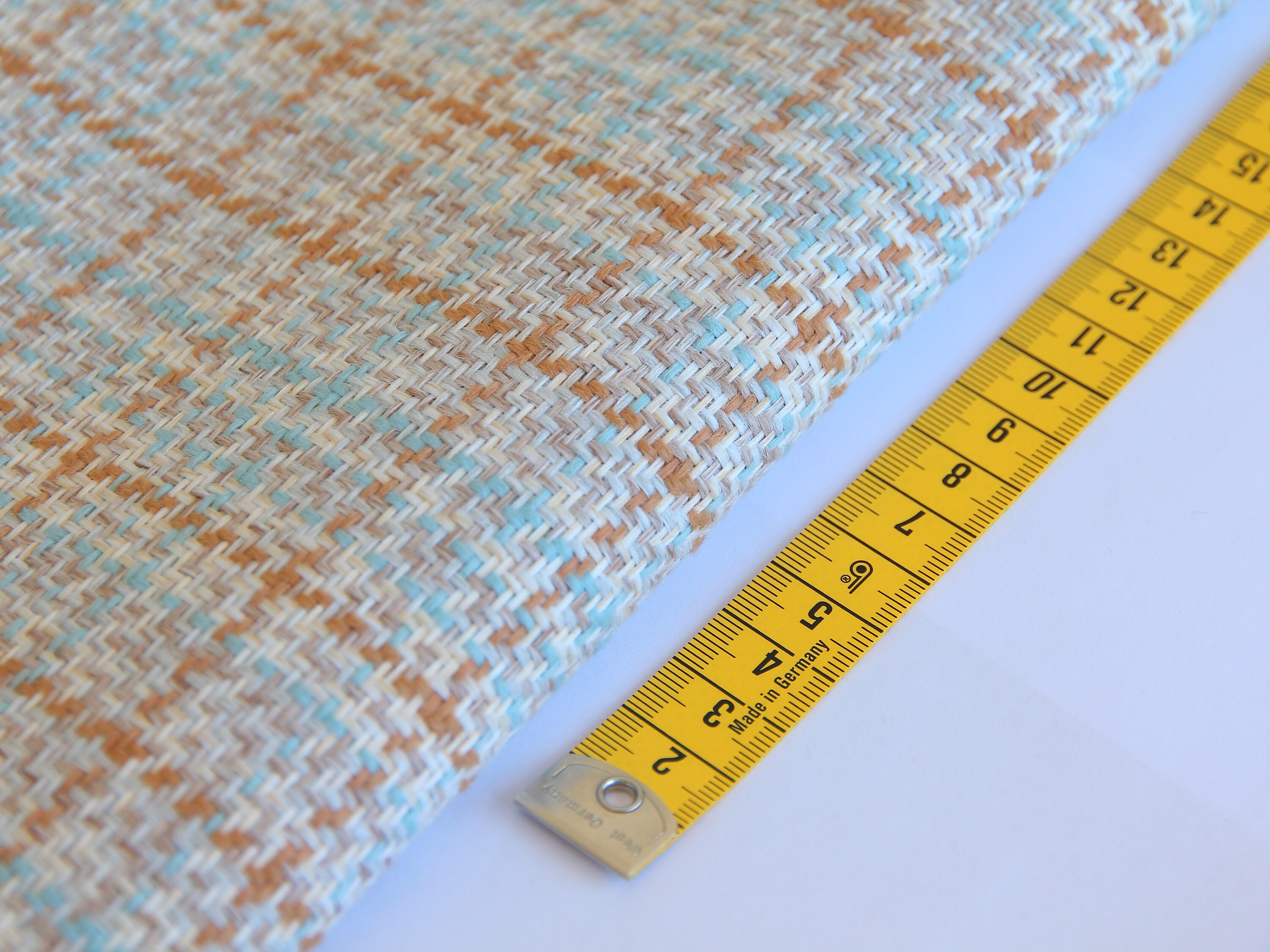 Azure, Cream, Rust Plaid Fabric by the Meter or by the Yard for ...