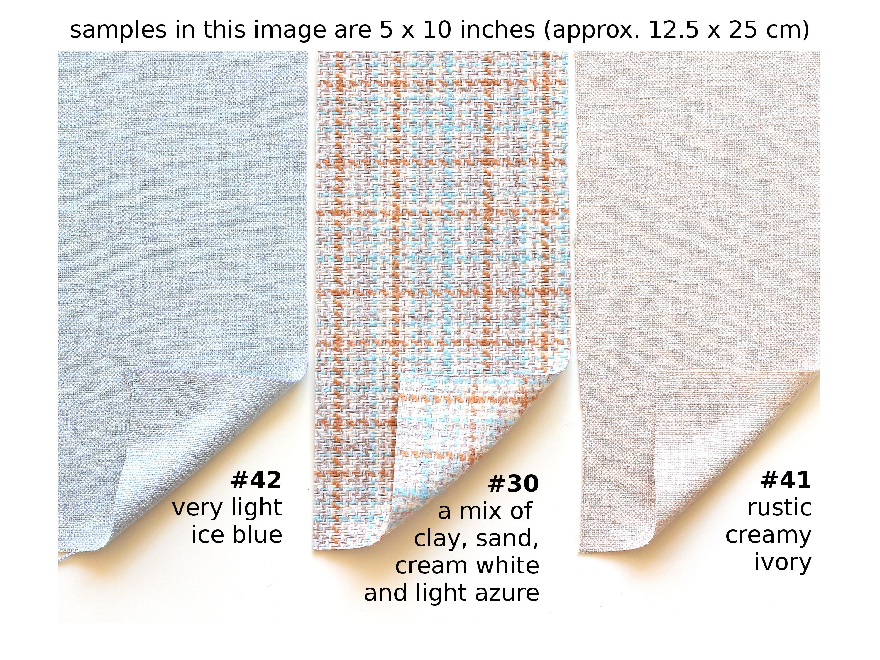 Azure, Cream, Rust Plaid Fabric by the Meter or by the Yard for ...