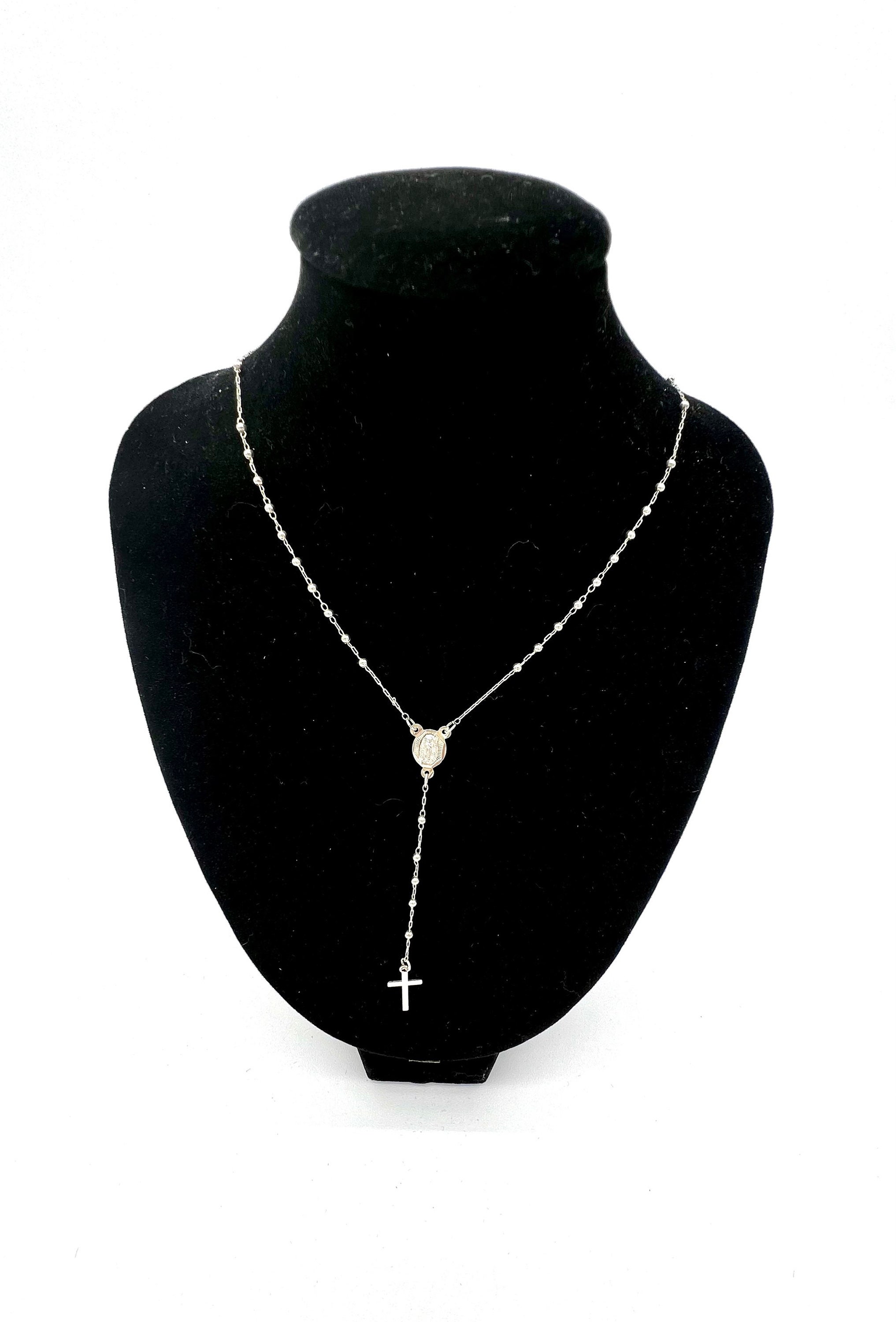 Sterling Silver Rosary Necklace - Etsy