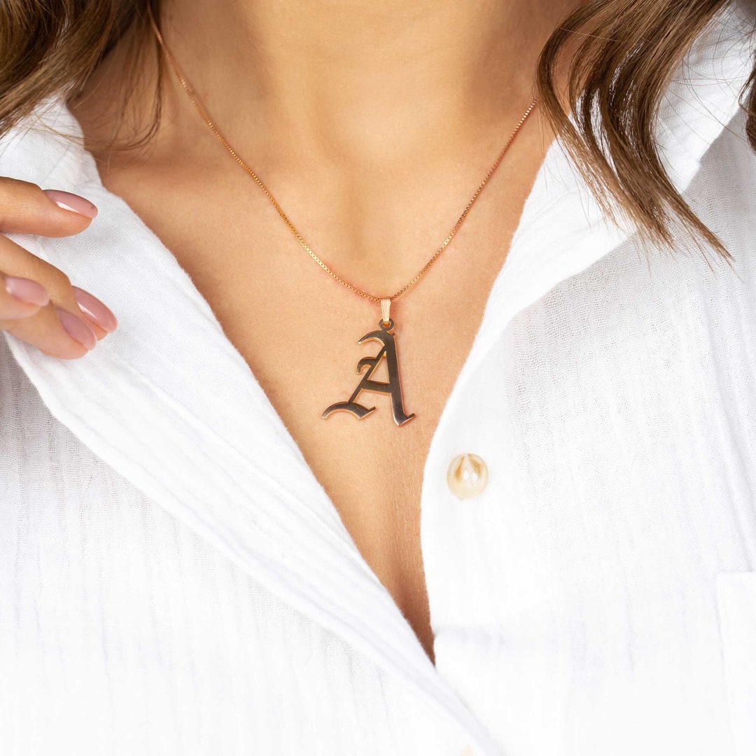 Letter Necklace Gold • Letter Pendant Necklace • Letter Necklace Silver ...
