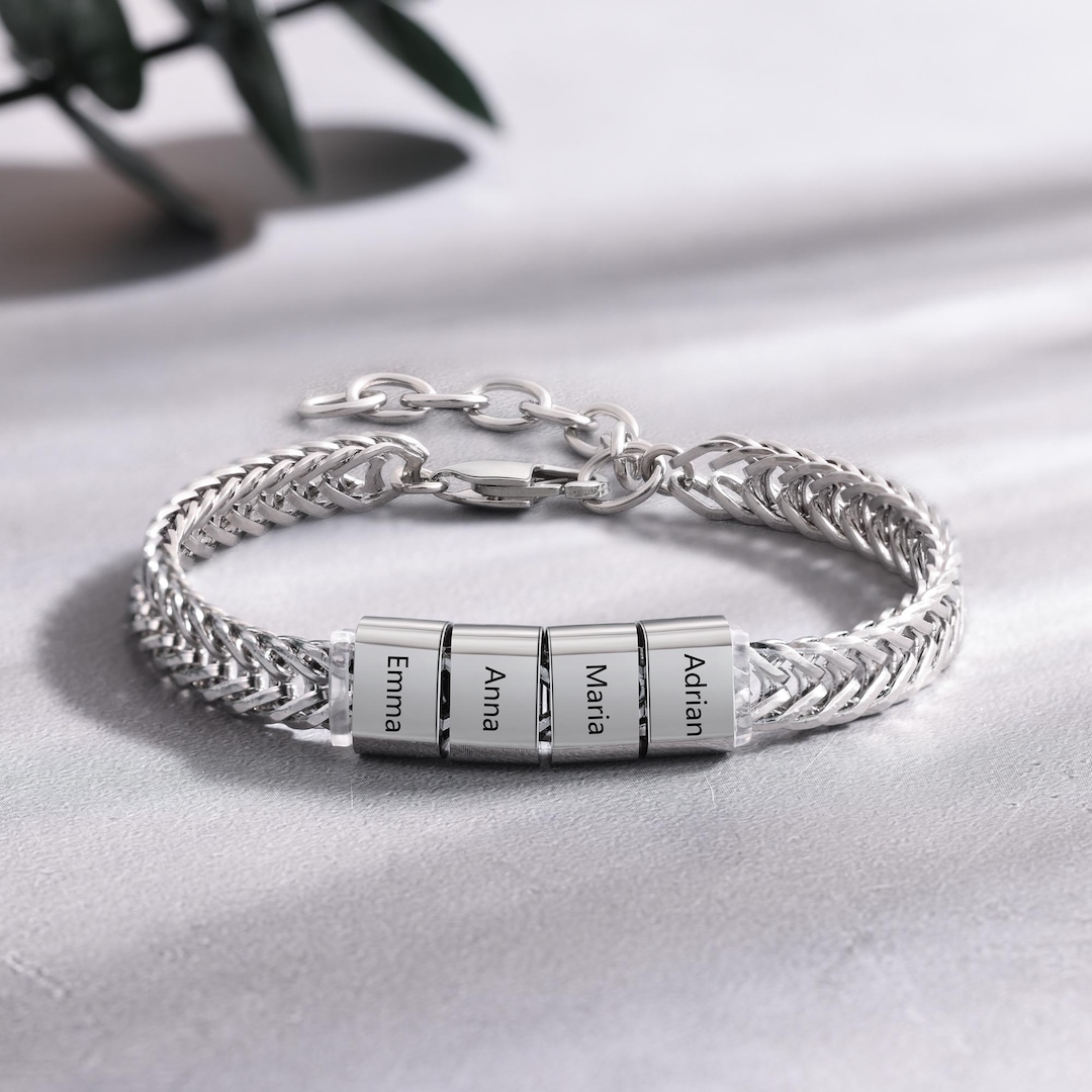 Mens Personalised Bracelet: Silver Customized Bracelets, Custom ...