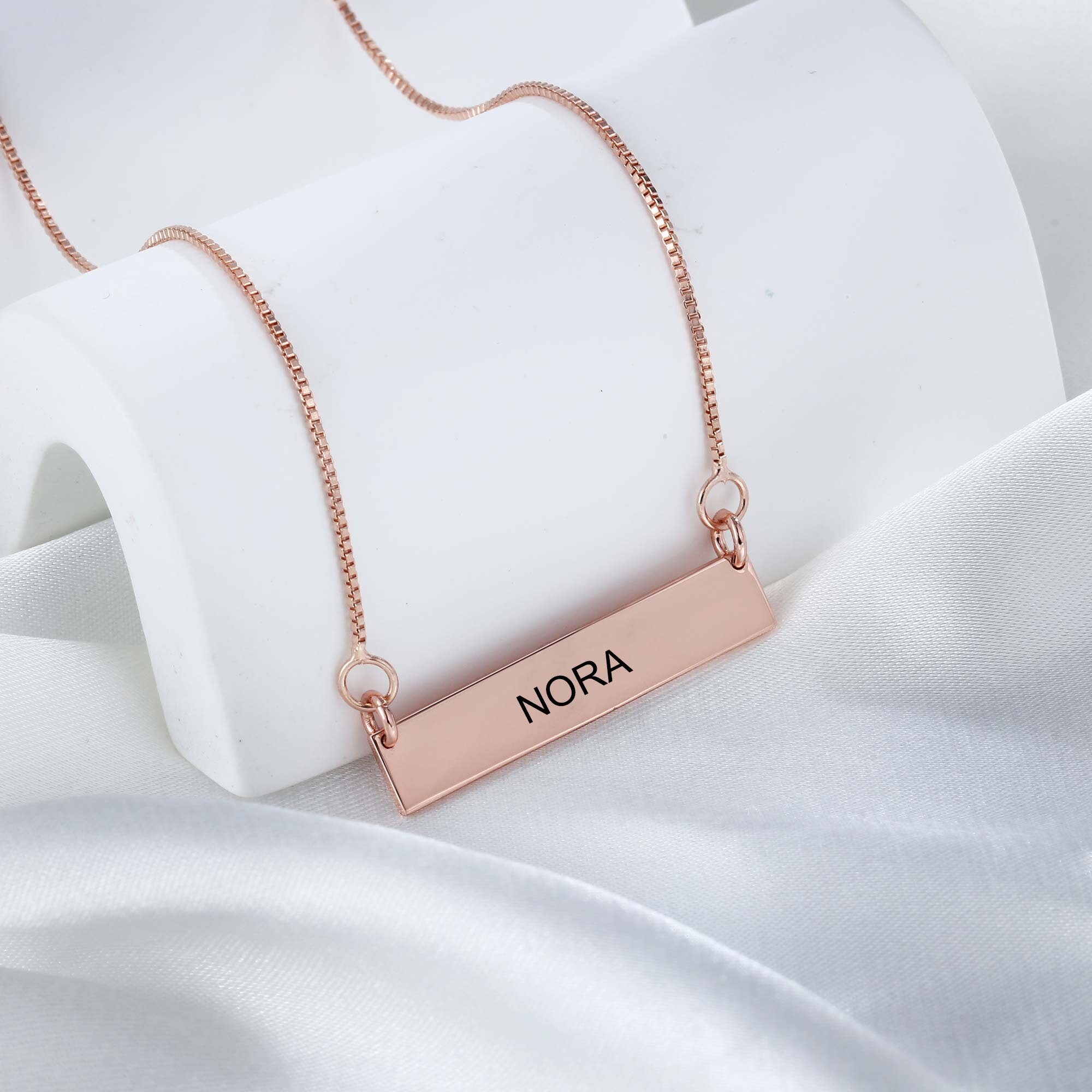 Custom Gold Bar Necklace - Personalized Engraved Horizontal Bar Pendant ...