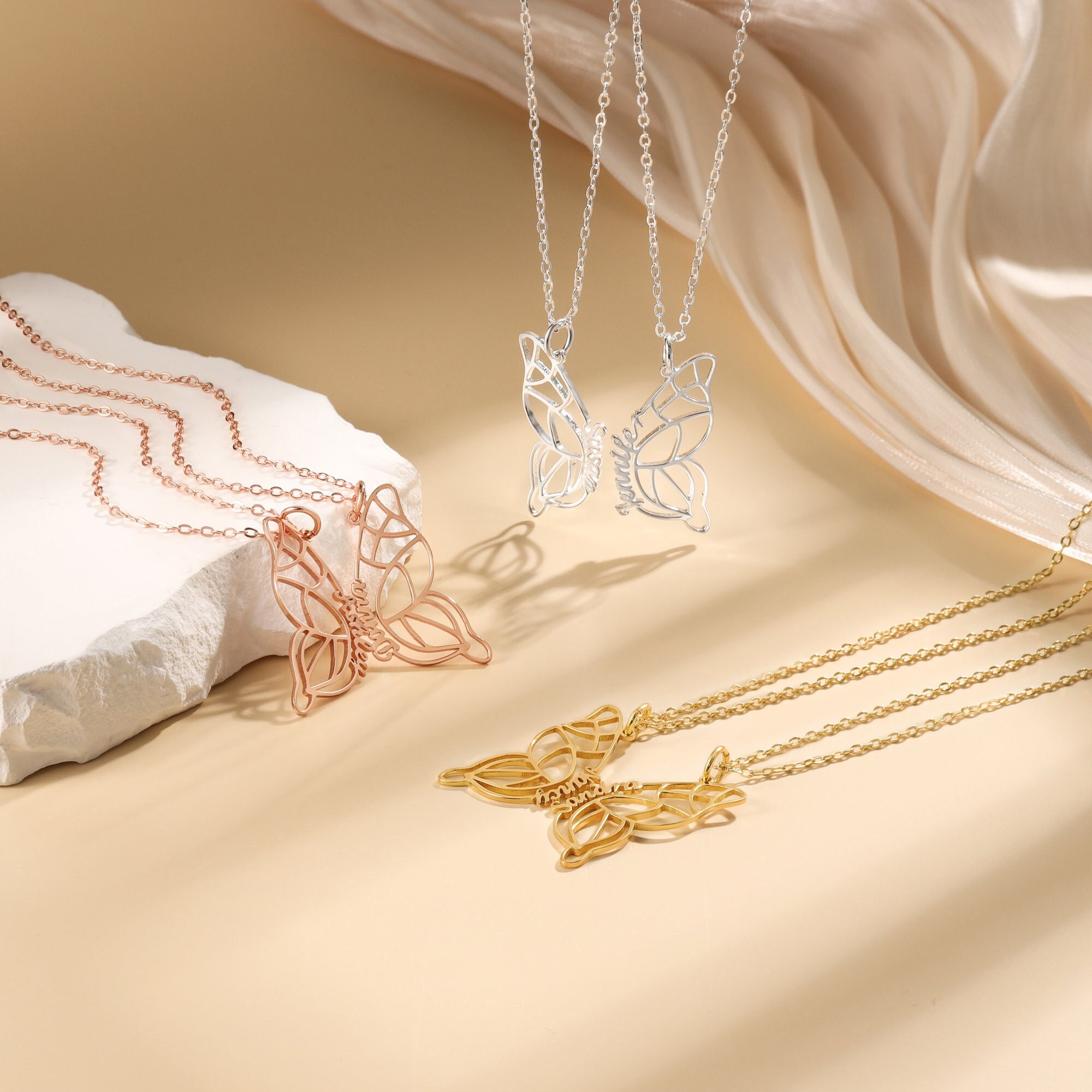 Butterfly Couple Necklace Set Matching Lesbian Necklace Pendant Set Love Wings Pride Jewelry Lgbt Necklace