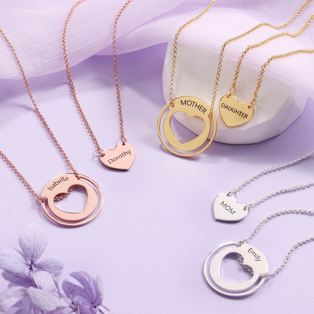 Mother Daughter Necklace Set • Matching Heart Necklaces for Mom and ...