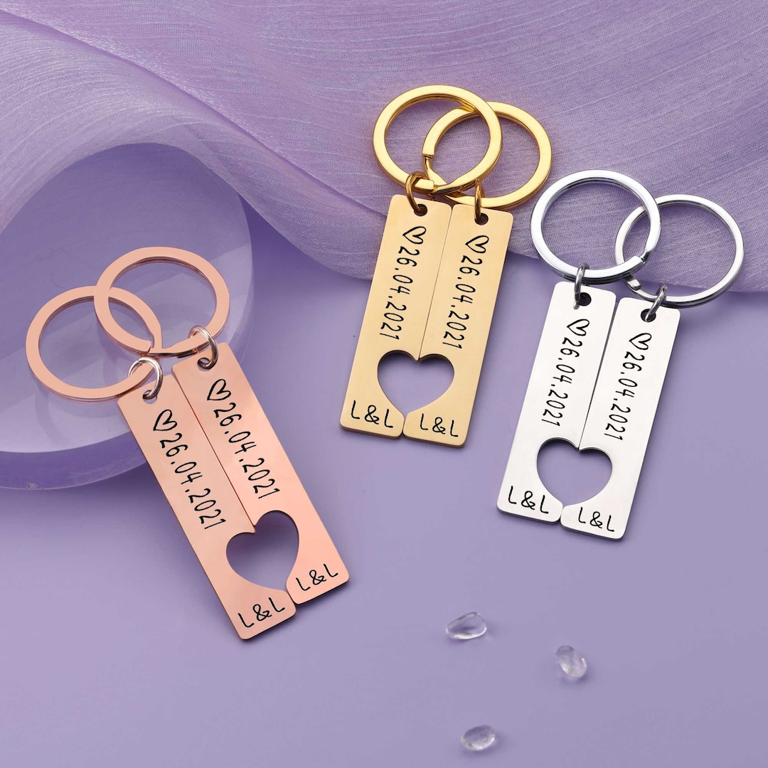 His & Hers Keyrings: Custom Bar Shaped Set - Perfect BFF or Couples ...
