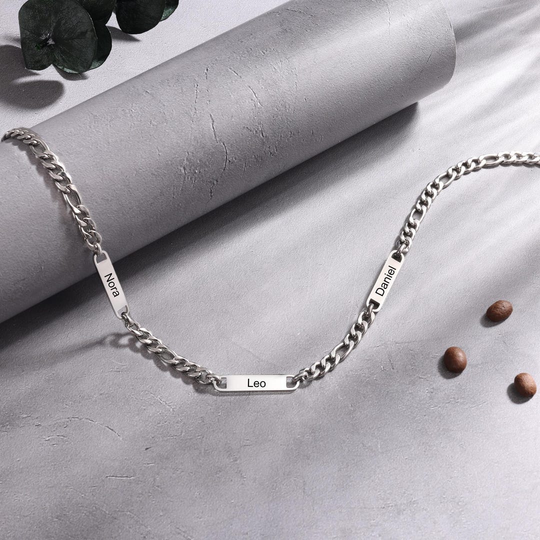 Mens Personalised Necklace: Silver Customized Necklace, Custom Necklace ...