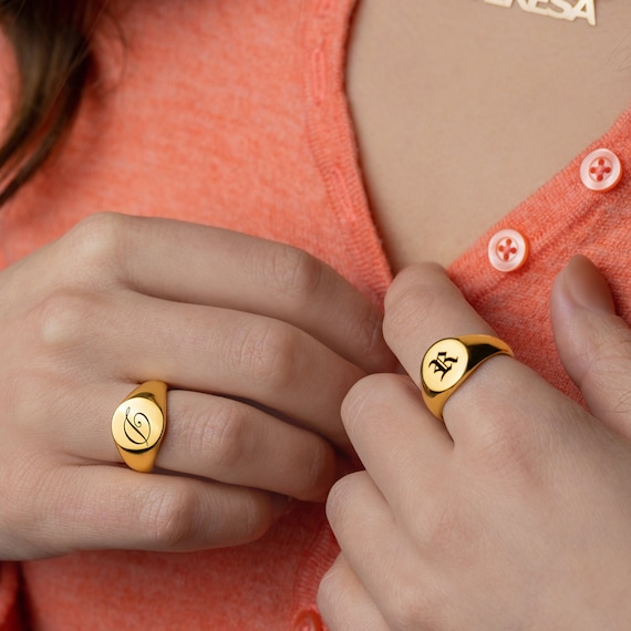 Silver Initial Ring Letter J E A Ring Ring With Letter - Etsy