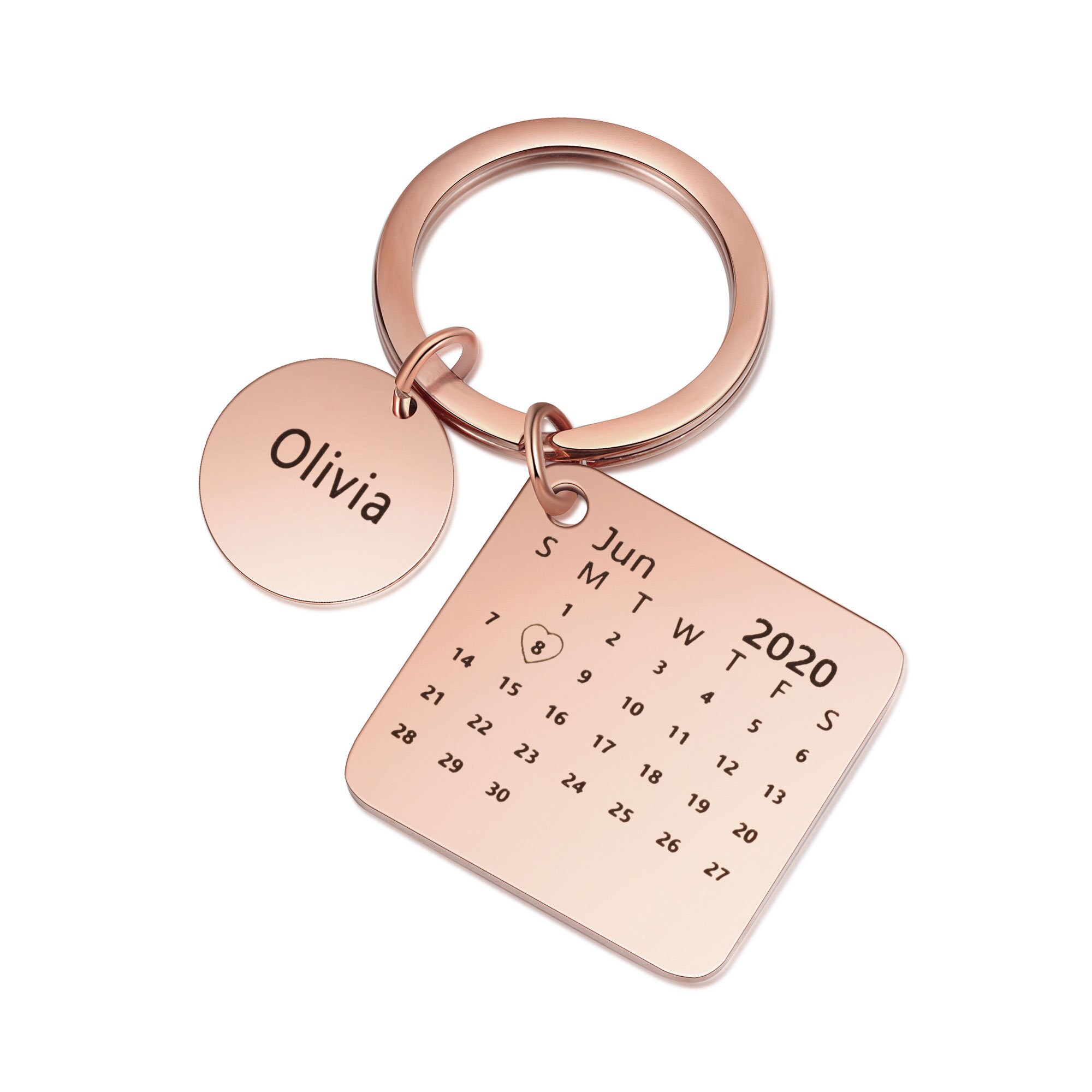 Custom Calendar Keychain: Personalized Date Keyring, Engraved Special ...