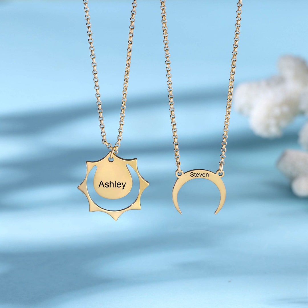Sun and Moon Couple Necklace Set, Matching Necklaces for Boyfriend ...