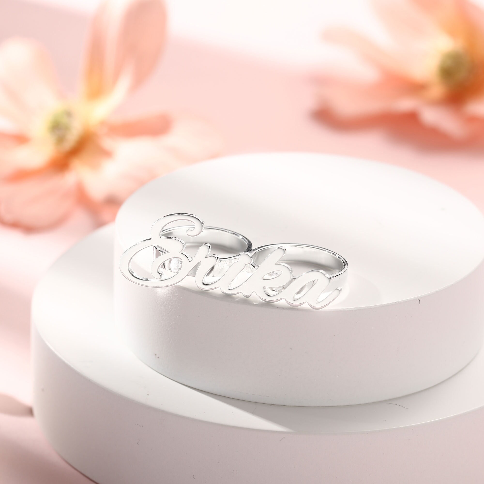 Double Finger Ring Two Finger Ring Silver Gold Name Ring - Etsy