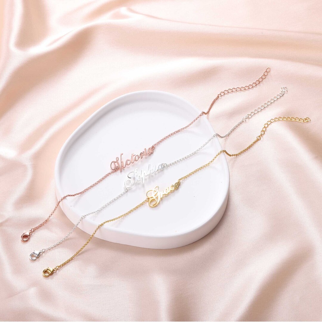 Custom Gold Anklet With Name • Nameplate Anklet • Personalized Ankle ...