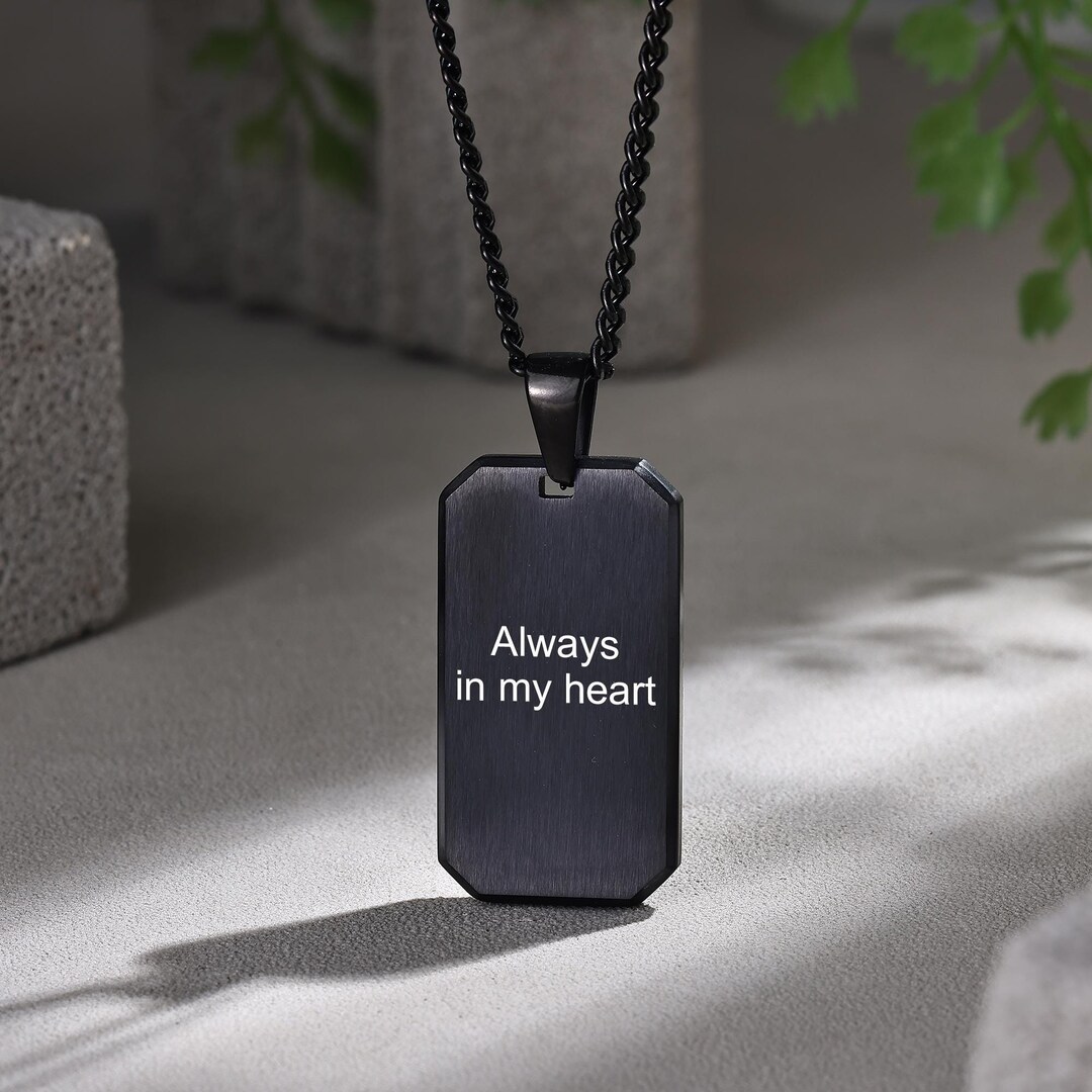 Custom Dog Tag Necklace: Black Dog Tag Necklace, Dog Chain Necklace ...