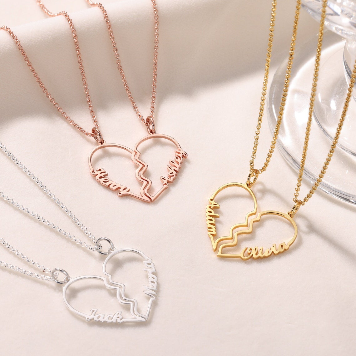 Couple Jewelry Necklace: Silver Matching Pendants, Matching Chains for ...