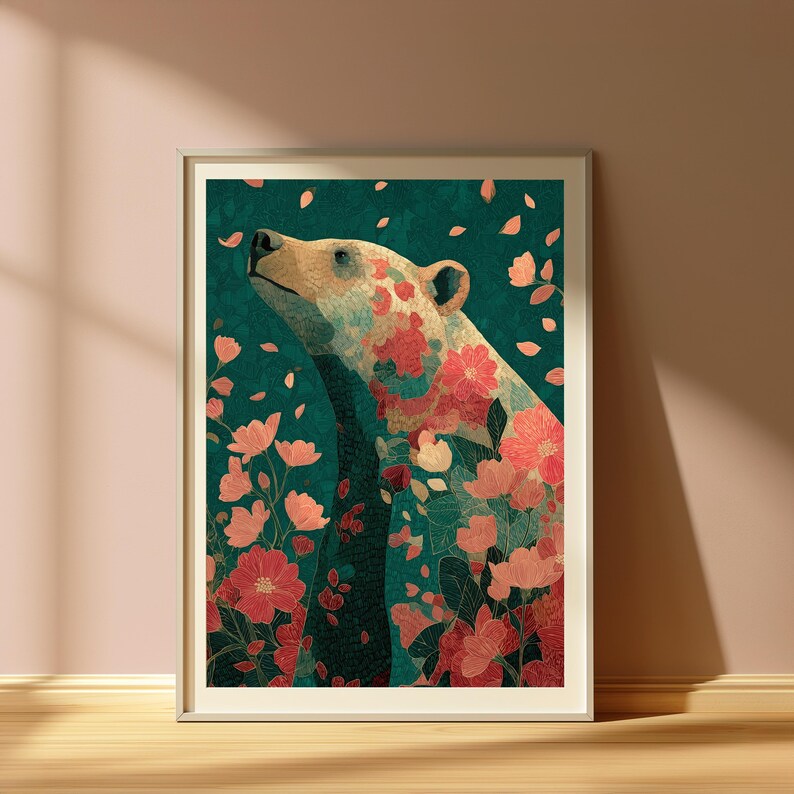 Japanese Brown Bear Folk Art Print | Hokkaido Wildlife Illustration ...